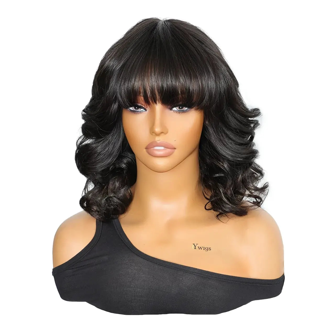 Perruques sans colle avec dessus en dentelle et frange adaptée aux déb ...