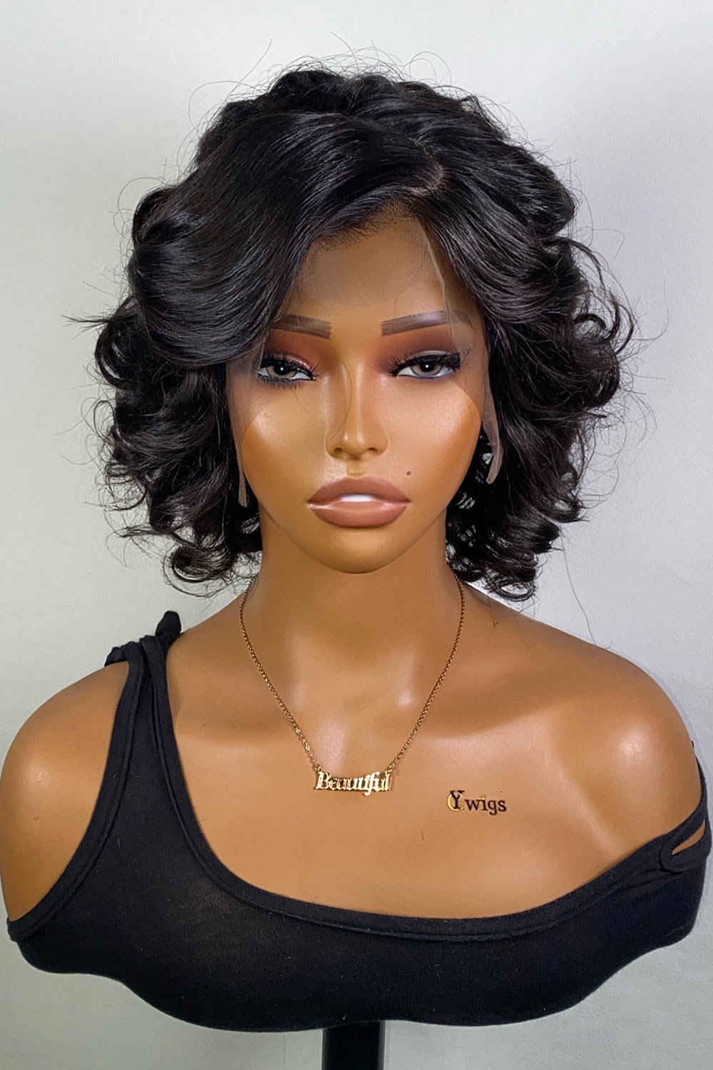 Designer Wigs-Water Loose Wave C Part 13*6 Lace Front Bob Silk Top Wig