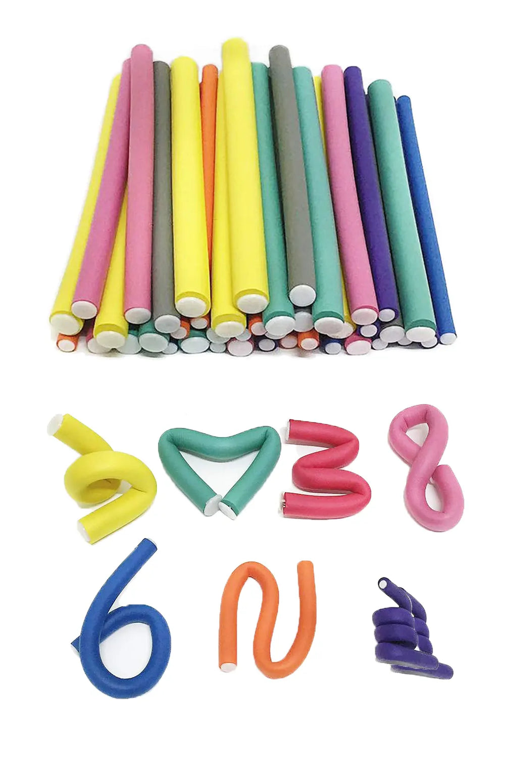 Flexible Rods Hair Rollers Heatless Curlers 42 Pcs