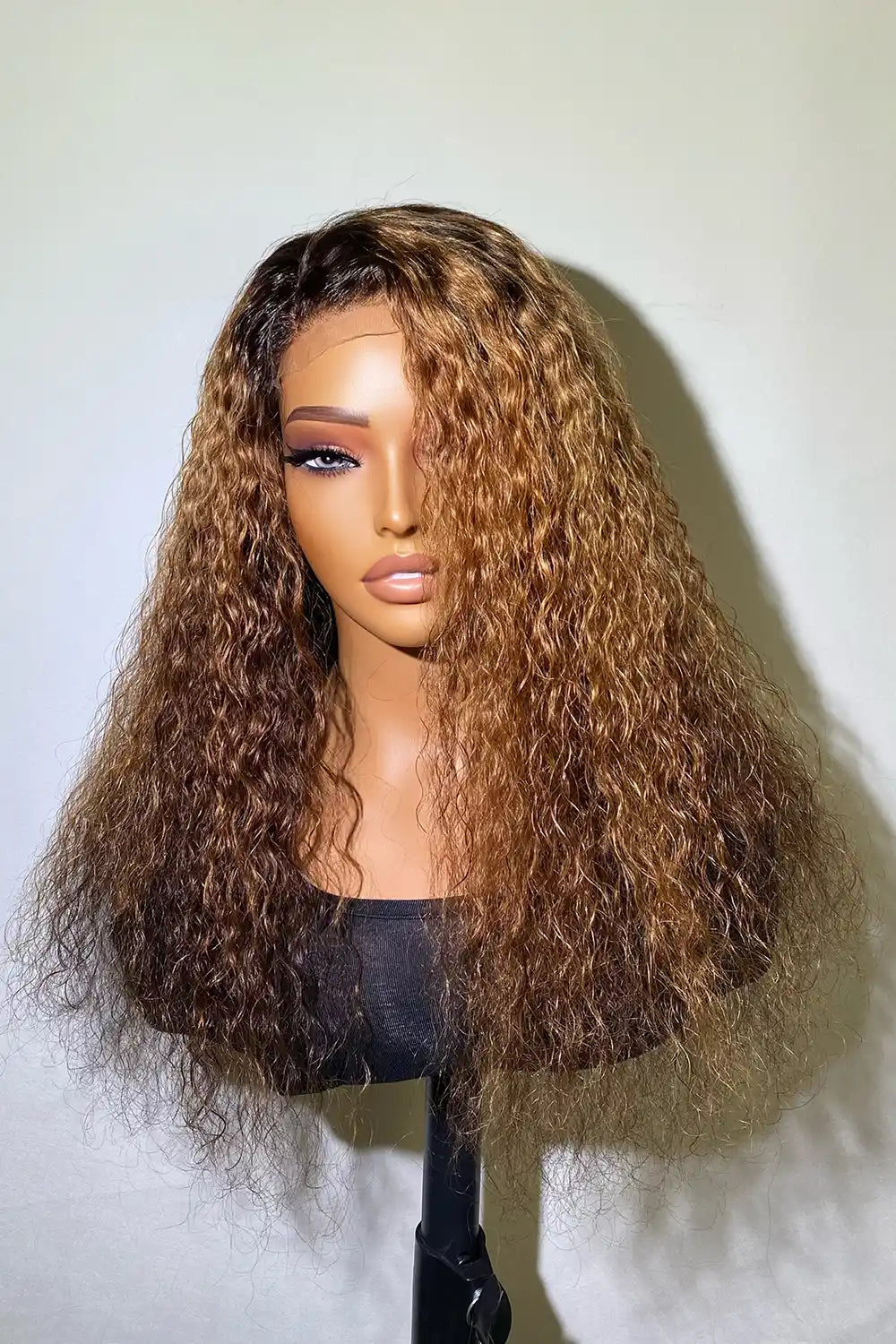 Designer Wigs-Gorgeous Mix Color Chestnut Brown Deep Wave 5x5 HD Lace