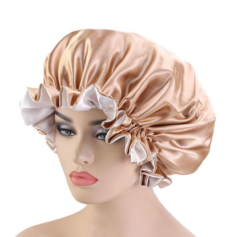 Double Layer Women's Satin Night Sleep Bonnet, High-Grade Elastic Band
