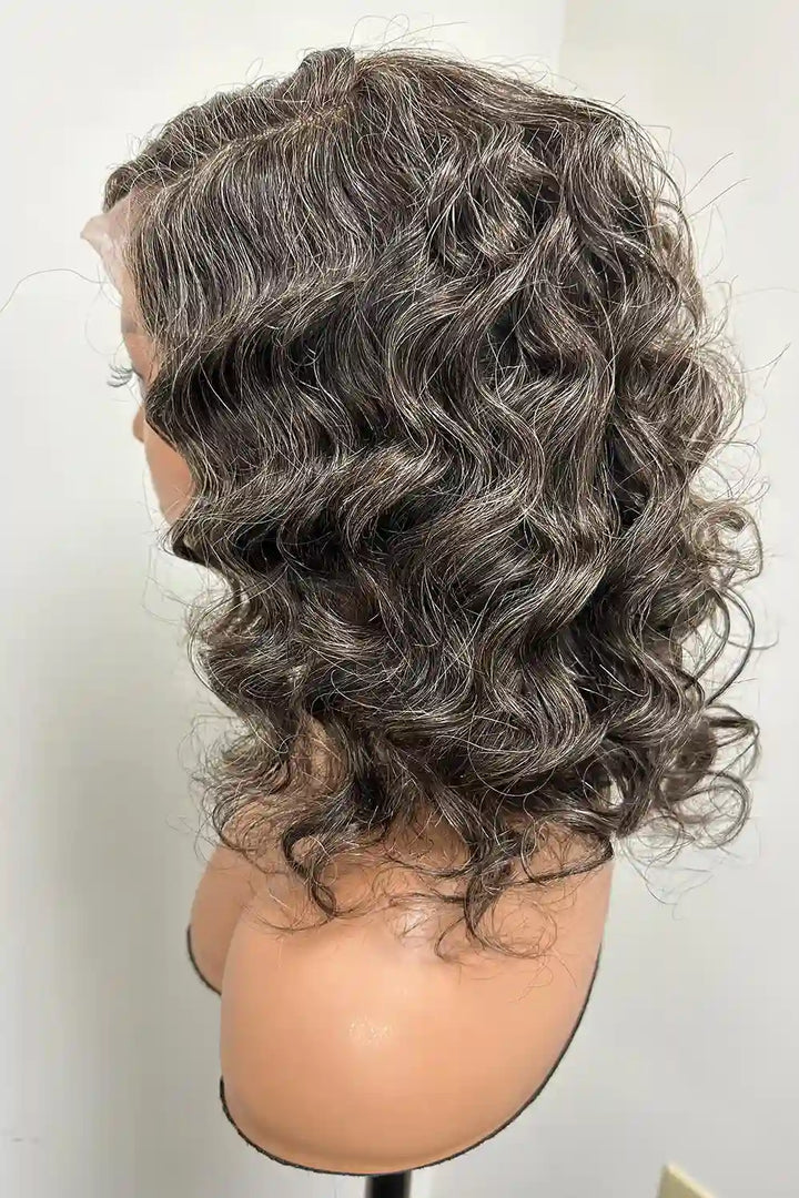 Salt And Pepper Hd Lace Wig Short Bob Glueless Human Hair